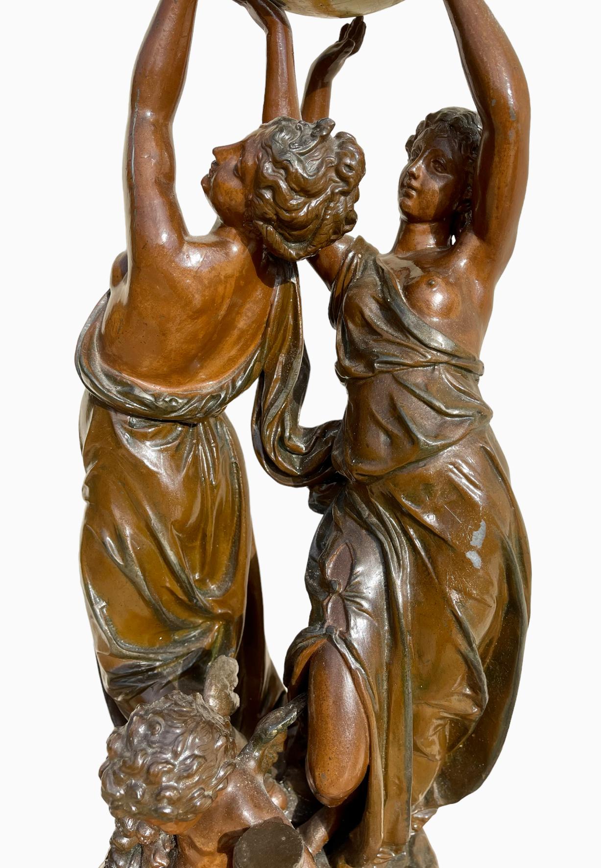 Chronos and Gaïa - Samac Clock Signed Petit, 19th century at 1stDibs