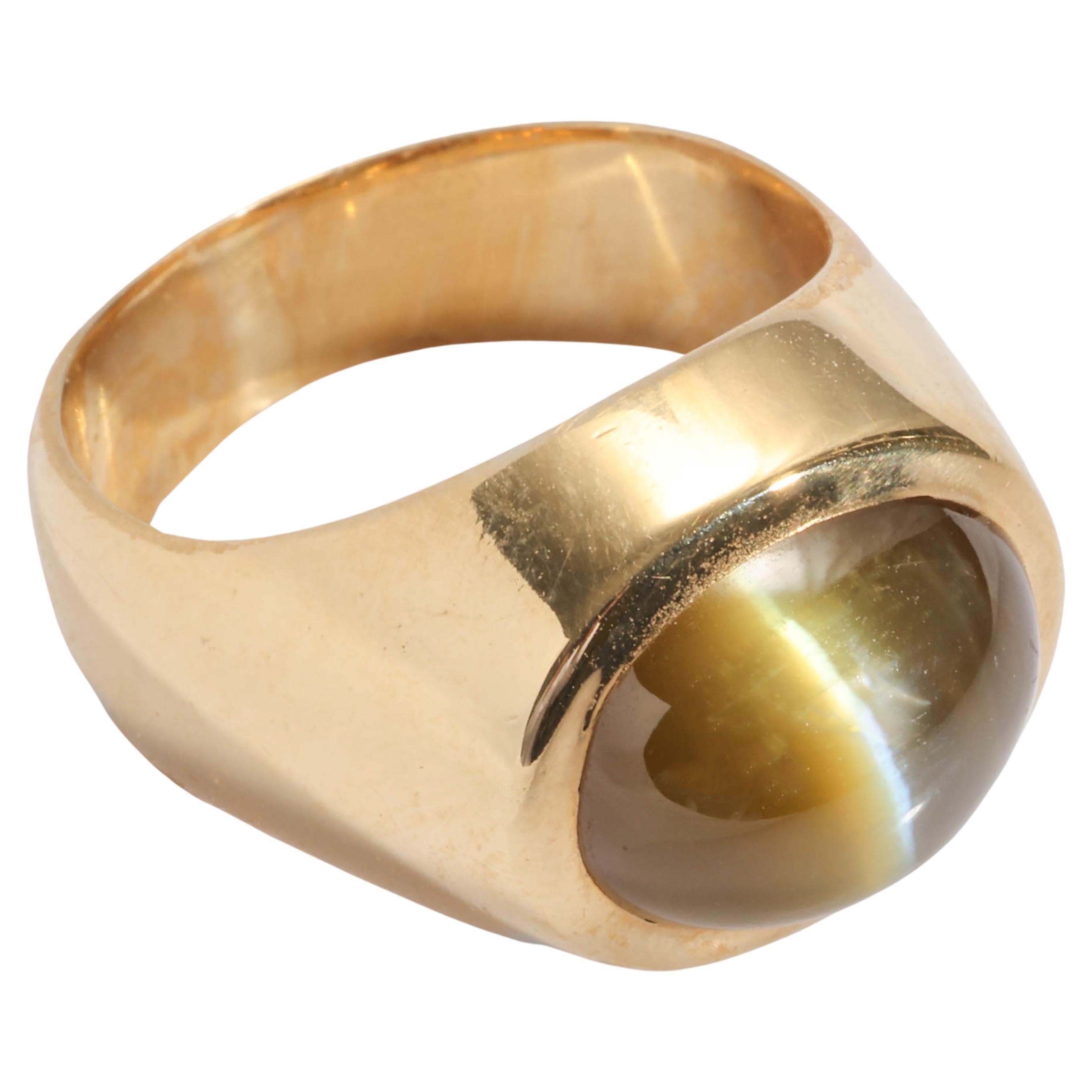 Chrysoberyl Cat's Eye Ring 12.5 Carats Certified Men's Ring For Sale at ...