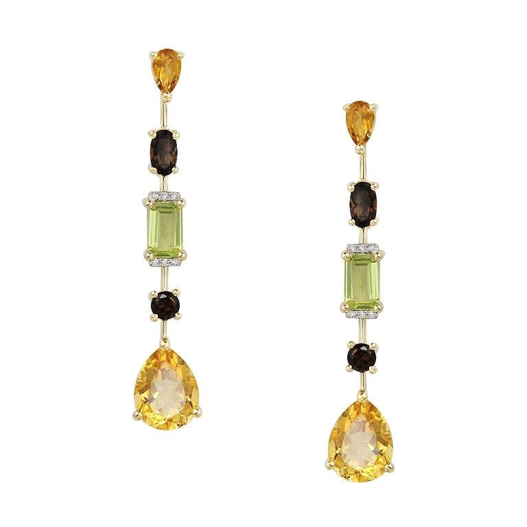 Chrysolite Citrine Quartz Diamond Fabulous Yellow Gold Earrings For ...