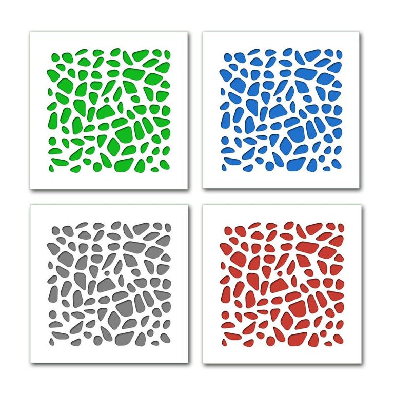 Chuck Krause - Stones—4 Artworks—original three dimensional geometric ...