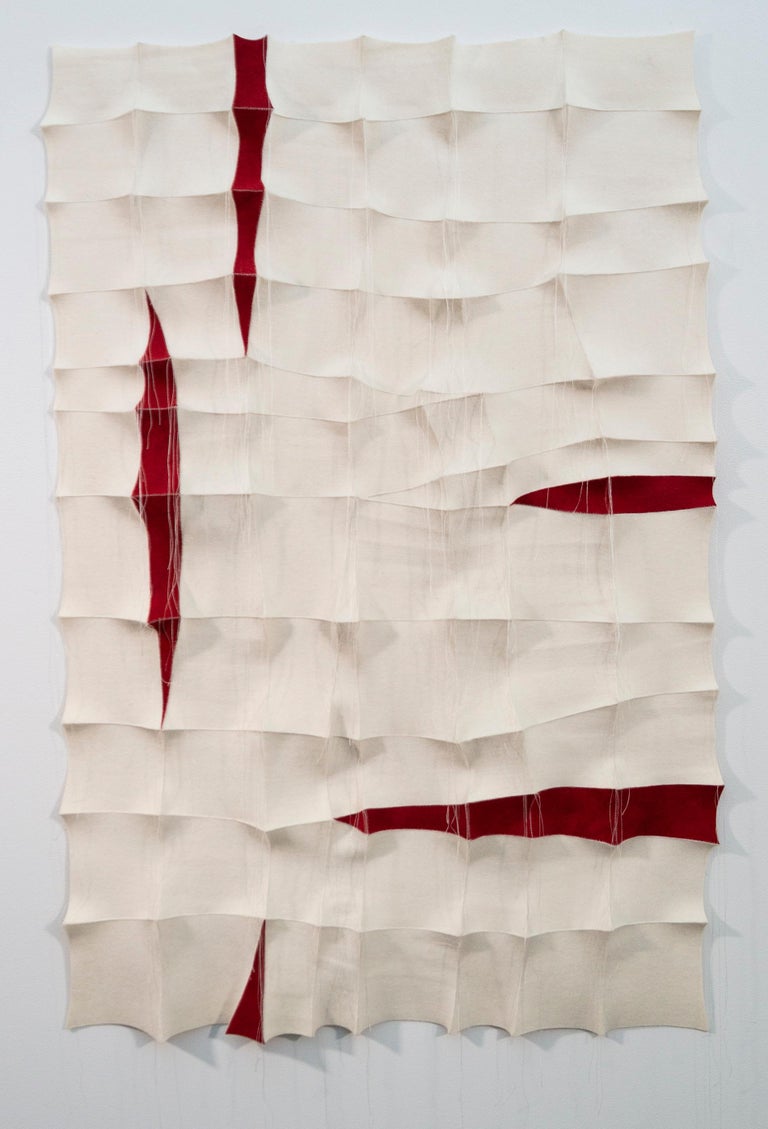 Chung-Im Kim - Tumsae No 1 - red, white, pattern, wall hanging, 3D ...