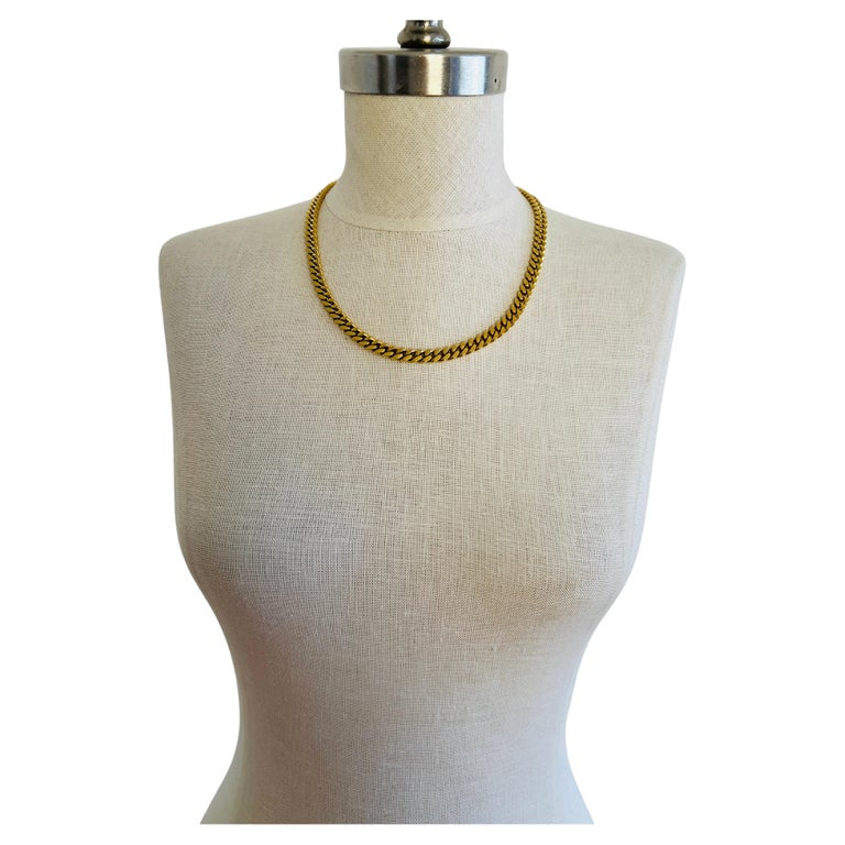 Chunky Monet Gold Flattened Curb Chain Link Necklace For Sale at 1stDibs