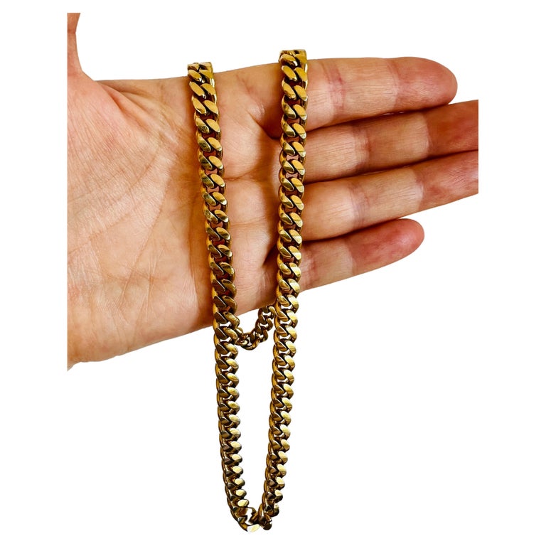 Chunky Monet Gold Flattened Curb Chain Link Necklace For Sale at 1stDibs