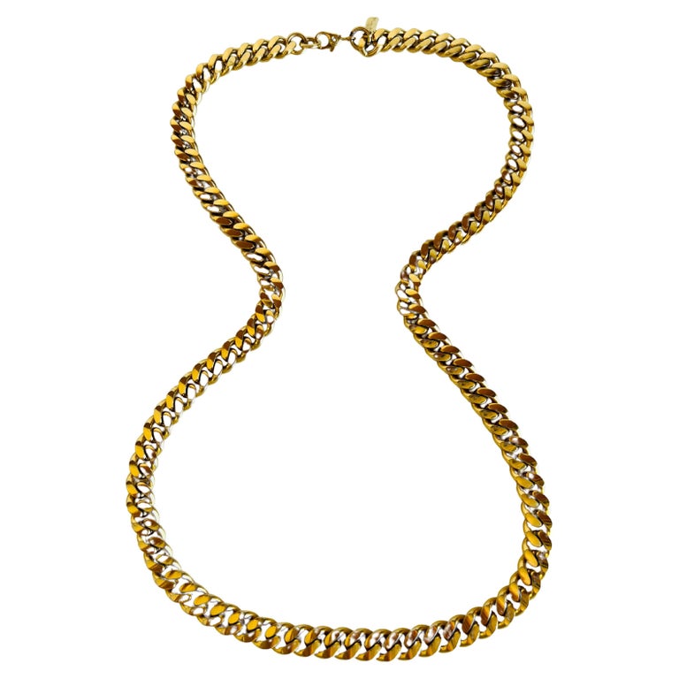 Chunky Monet Gold Flattened Curb Chain Link Necklace For Sale at 1stDibs
