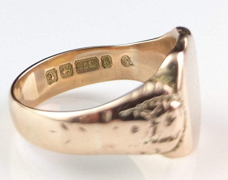 Chunky Antique 9k Rose Gold Signet Ring, Art Deco at 1stDibs