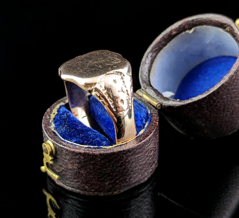 Chunky Antique 9k Rose Gold Signet Ring, Art Deco at 1stDibs