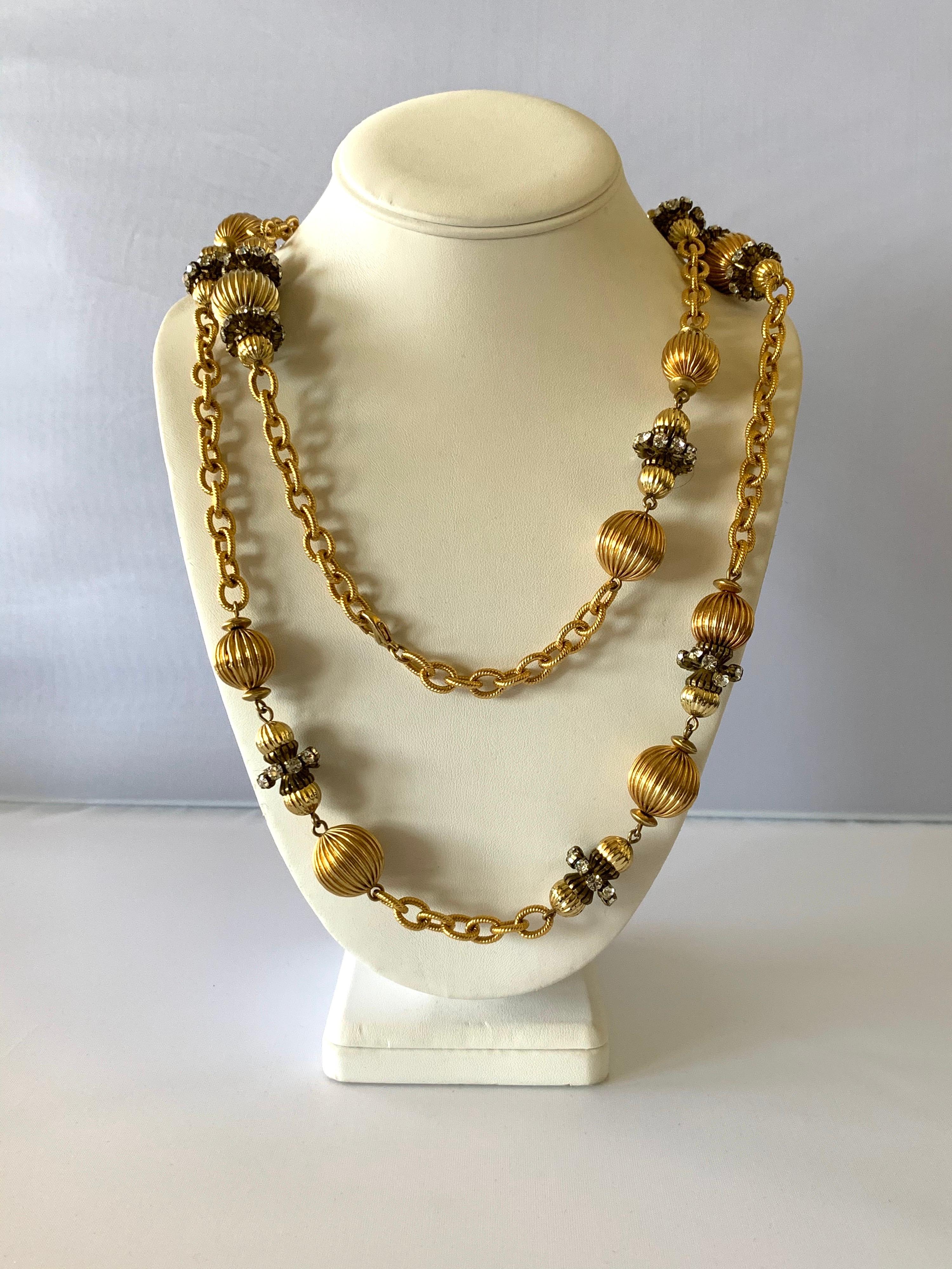 Chunky Designer Gilt Chain "metal dore" Sphere Diamante Statement ...