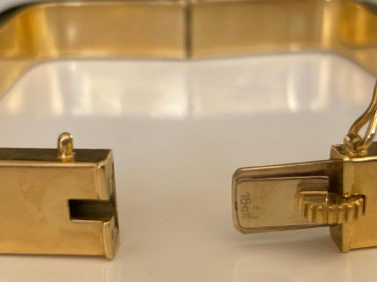 Chunky Gold Rectangular Bangle Bracelet at 1stDibs