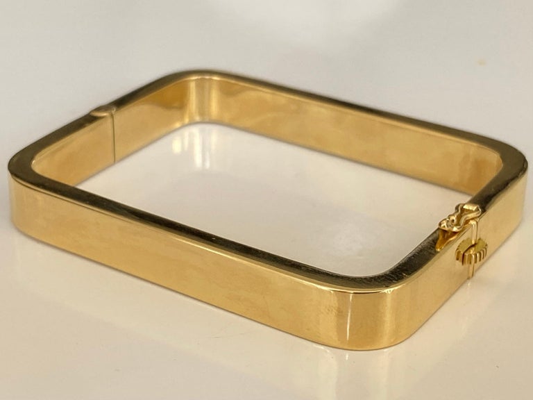 Chunky Gold Rectangular Bangle Bracelet at 1stDibs