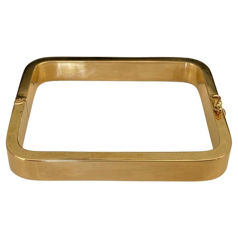 Chunky Gold Rectangular Bangle Bracelet at 1stDibs