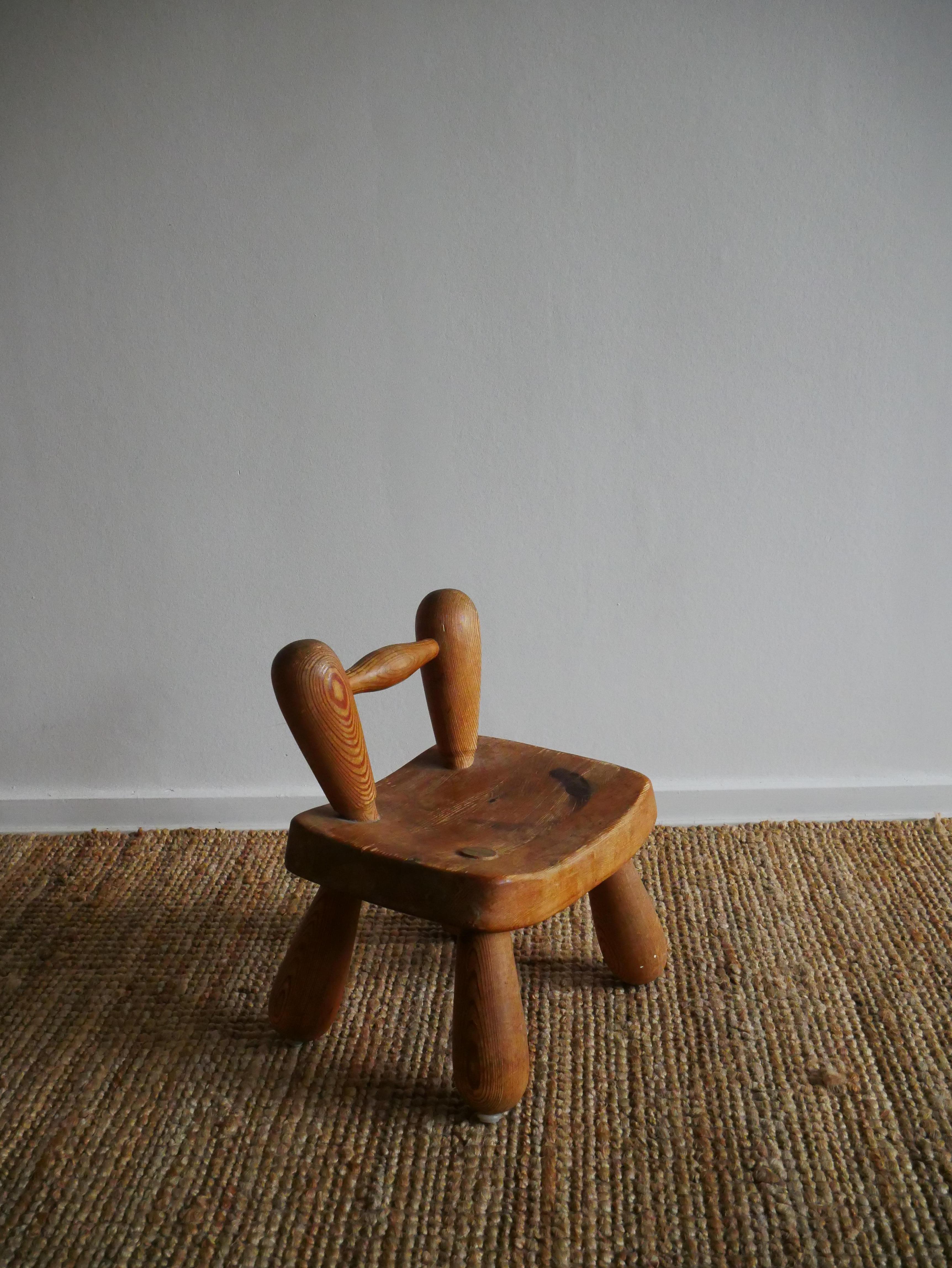 Chunky Leg stool/children stool, made of Pine tree in ca 1960 For Sale ...