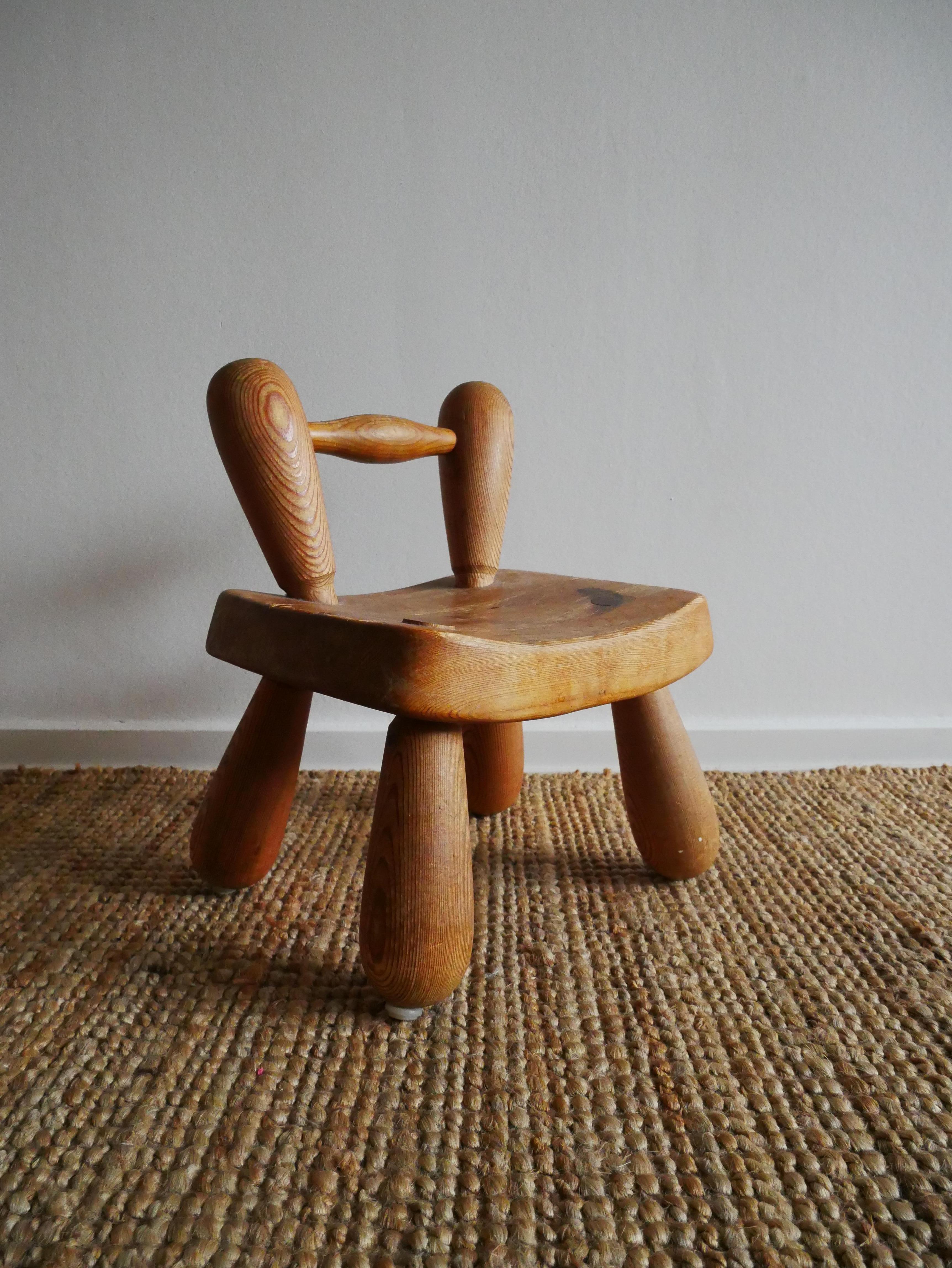 Chunky Leg stool/children stool, made of Pine tree in ca 1960 For Sale ...