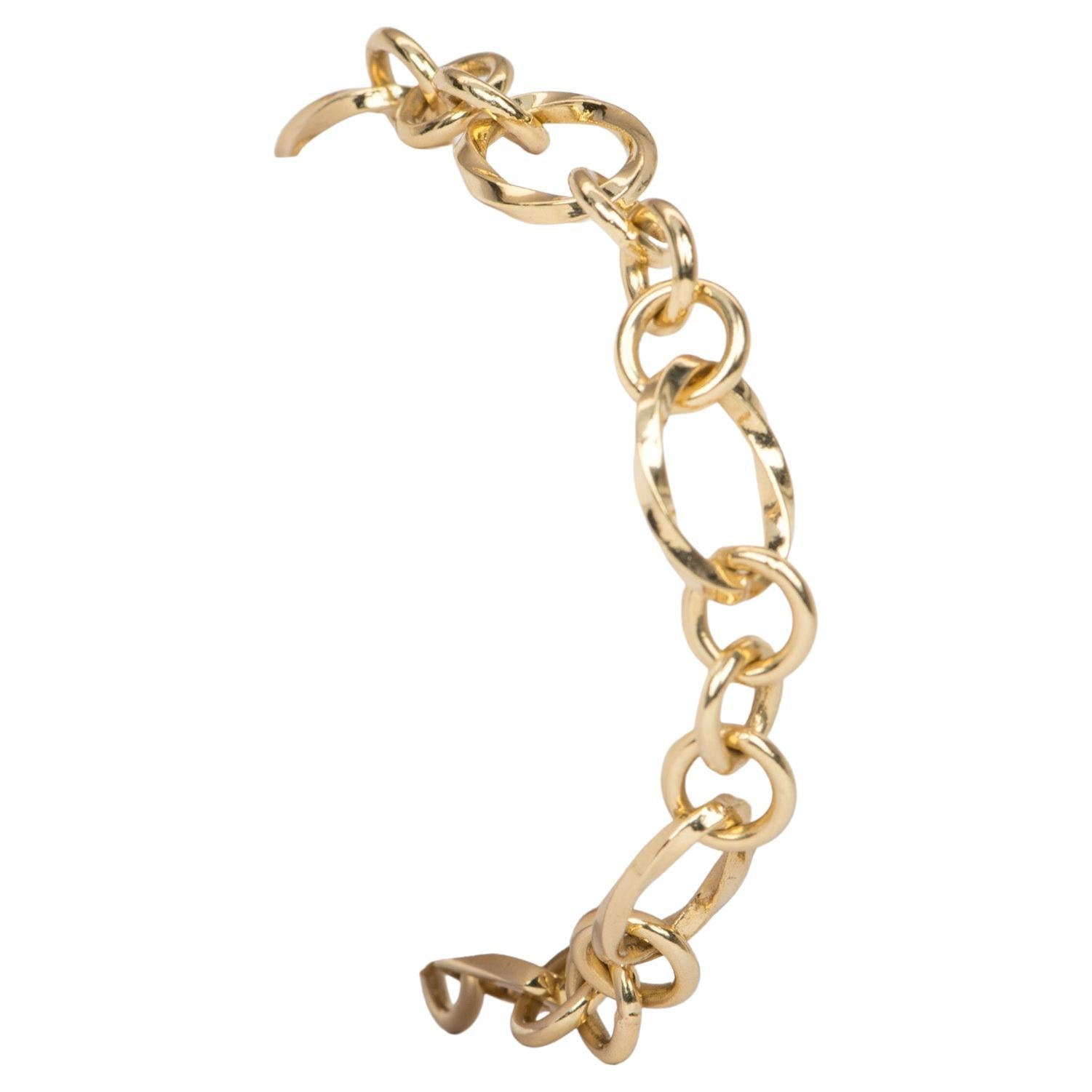 Vintage Chunky Twisted Link Bracelet in 9k Yellow Gold at 1stDibs