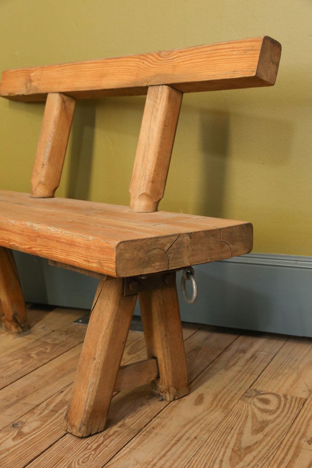 Chunky Oak Rustic Bench with Primitive Hand-Made design at 1stDibs ...