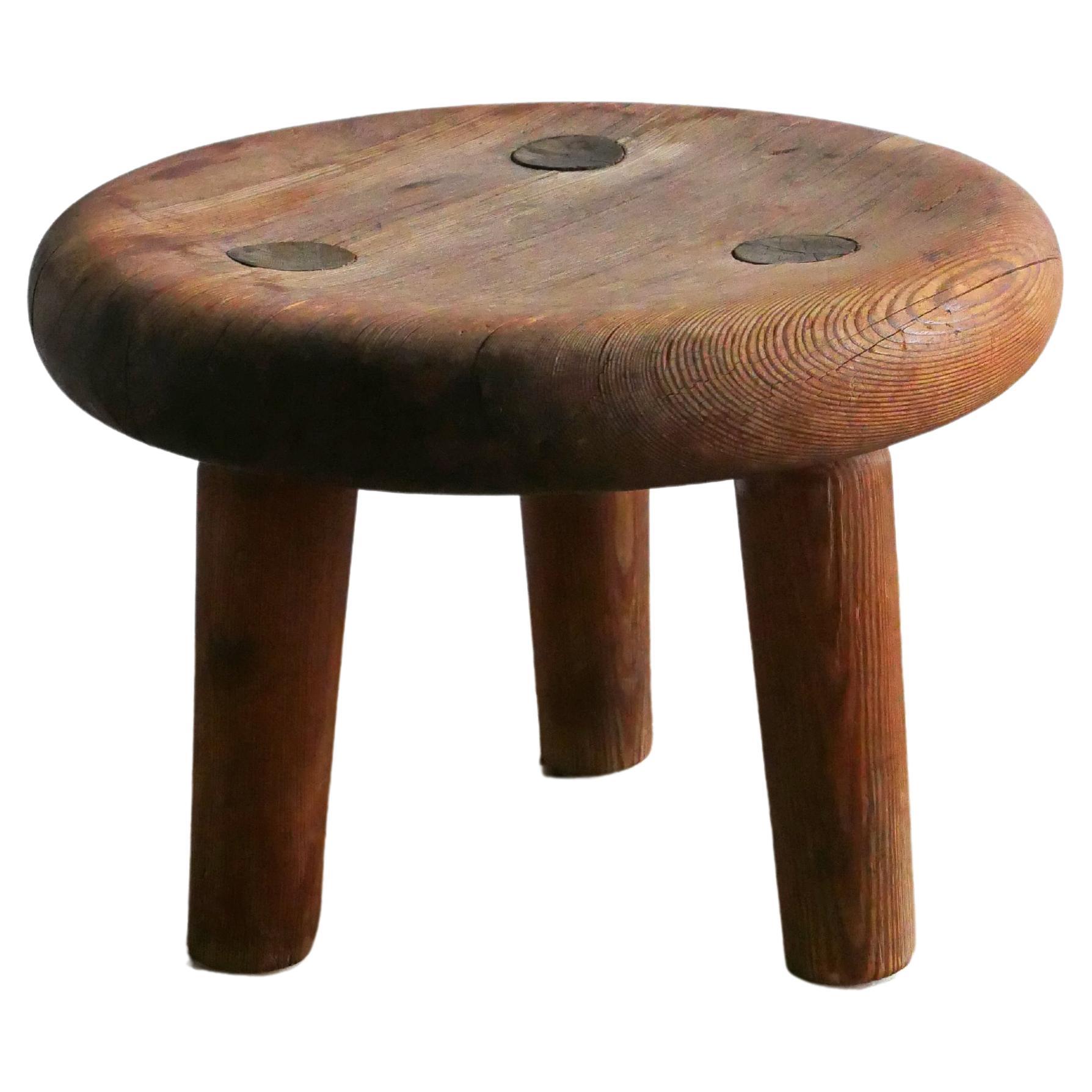 Chunky Swedish Pine Stool 1960's For Sale at 1stDibs