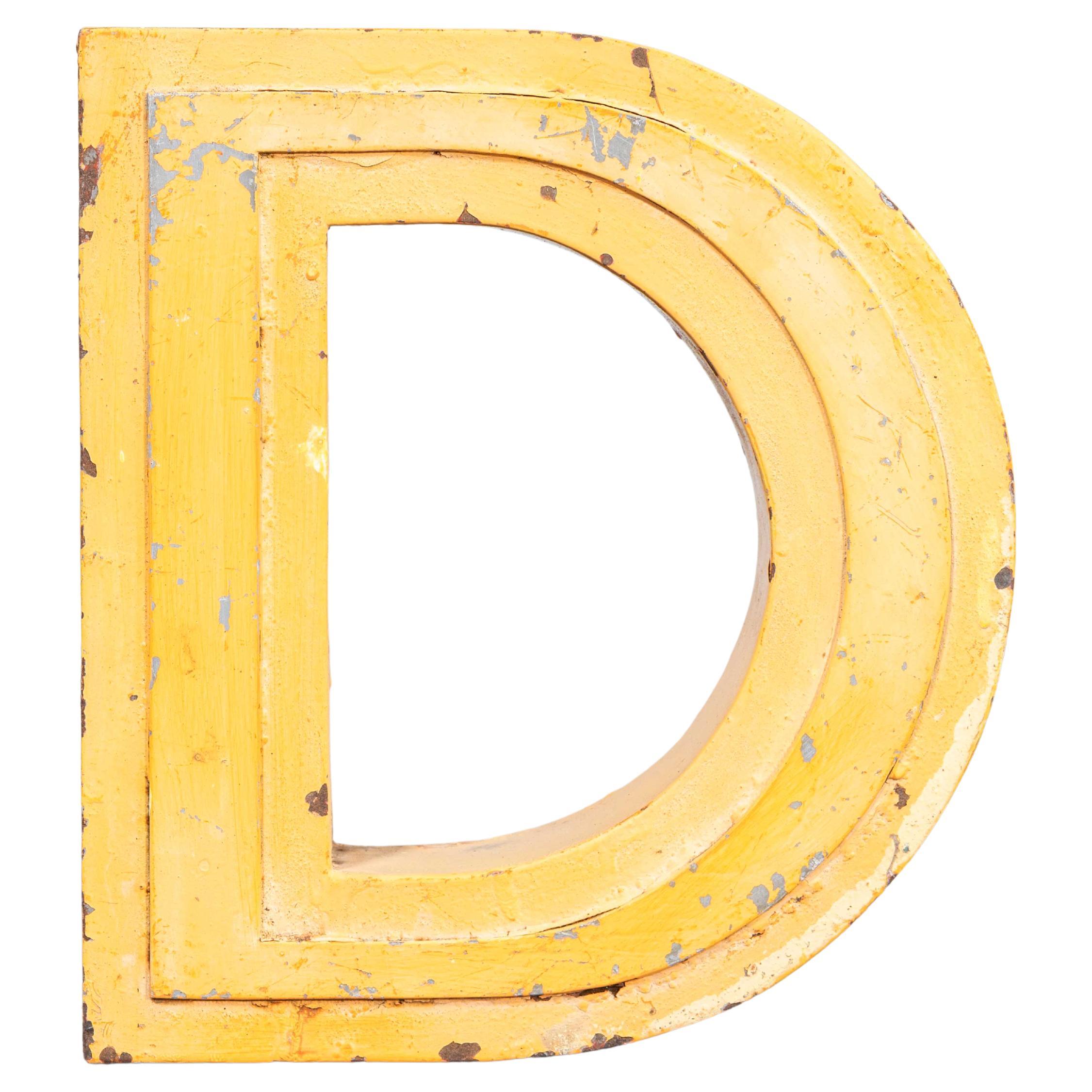 Chunky Vintage French Signage Letter - Medium D For Sale at 1stDibs