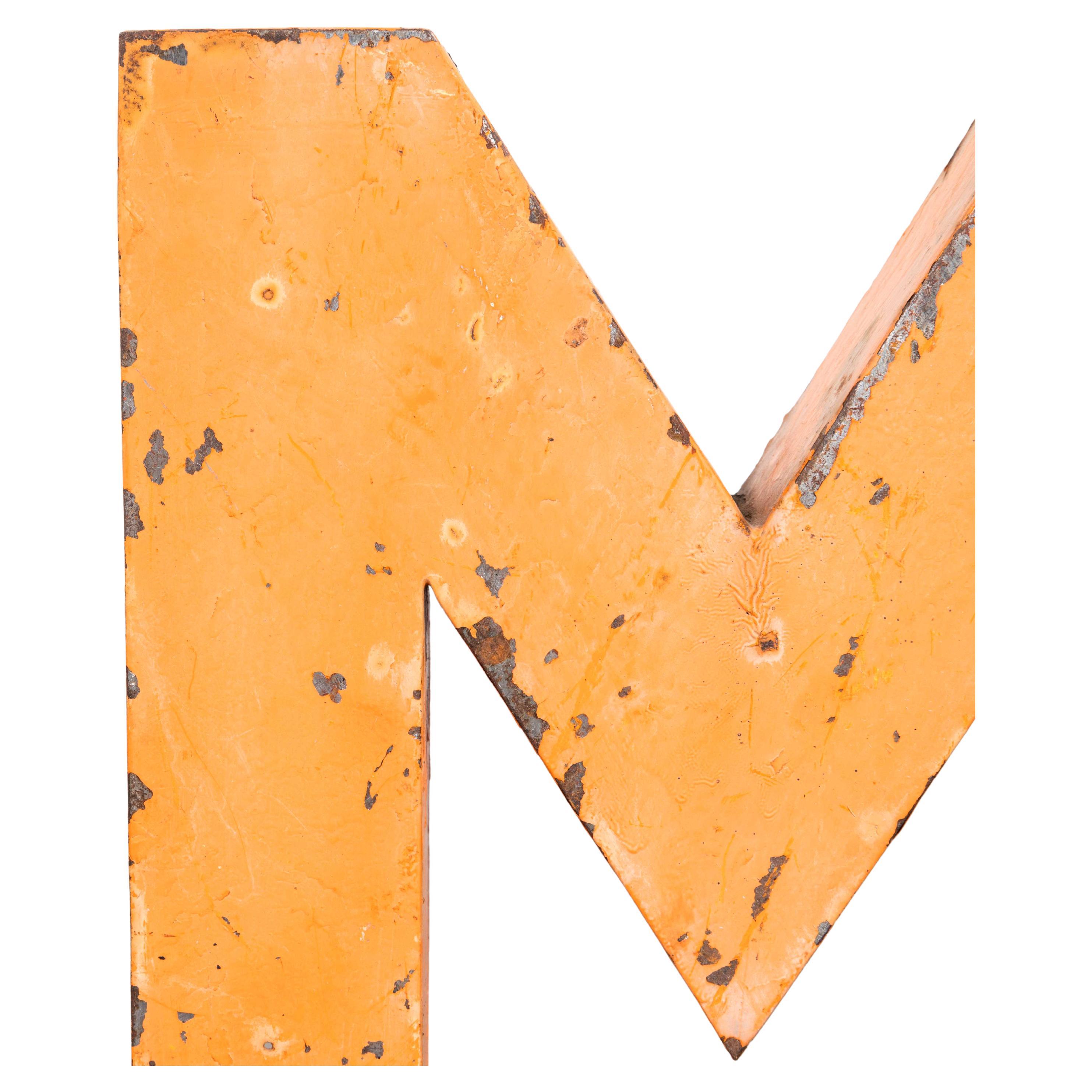 Chunky Vintage French Signage Letter - Medium M For Sale at 1stDibs