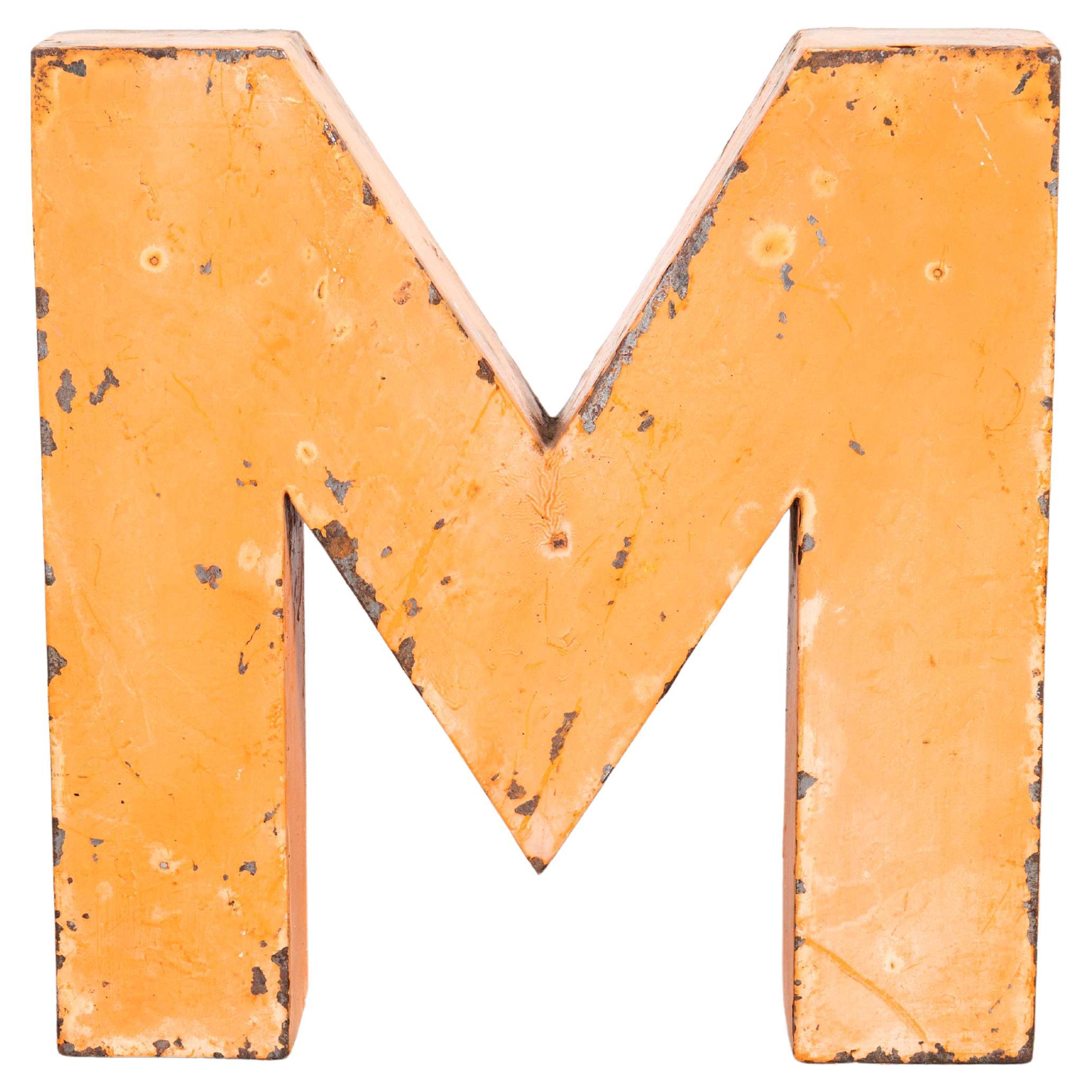 Chunky Vintage French Signage Letter - Medium M For Sale at 1stDibs