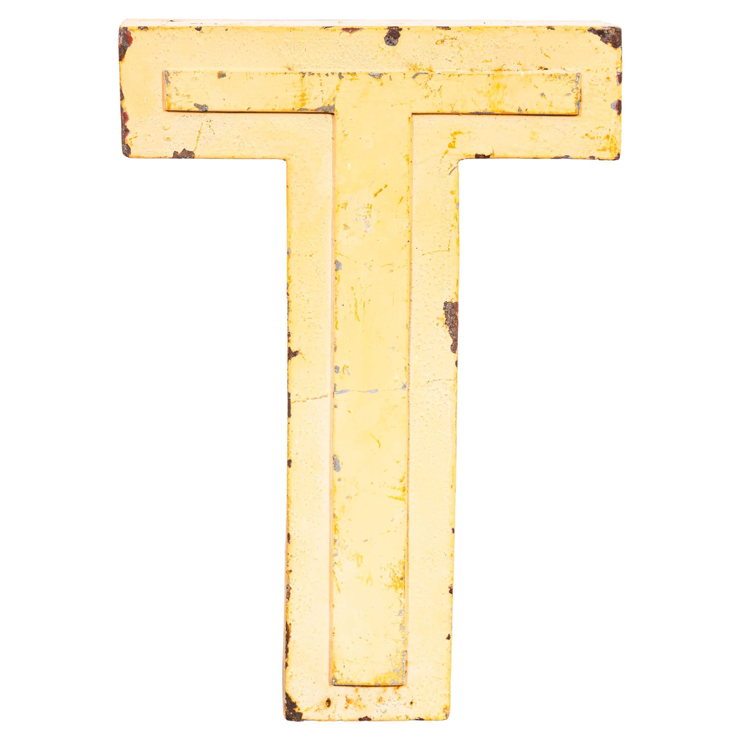 Chunky Vintage French Signage Letter - Medium T For Sale at 1stDibs