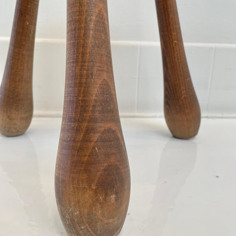 Chunky Wood Club Leg Stool, 1960s France For Sale at 1stDibs