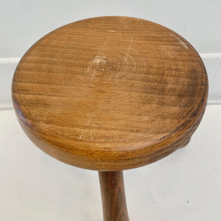 Chunky Wood Club Leg Stool, 1960s France For Sale at 1stDibs