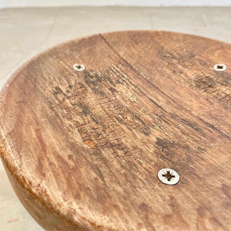 Chunky Wood Tripod Stool, 1950s, France at 1stDibs