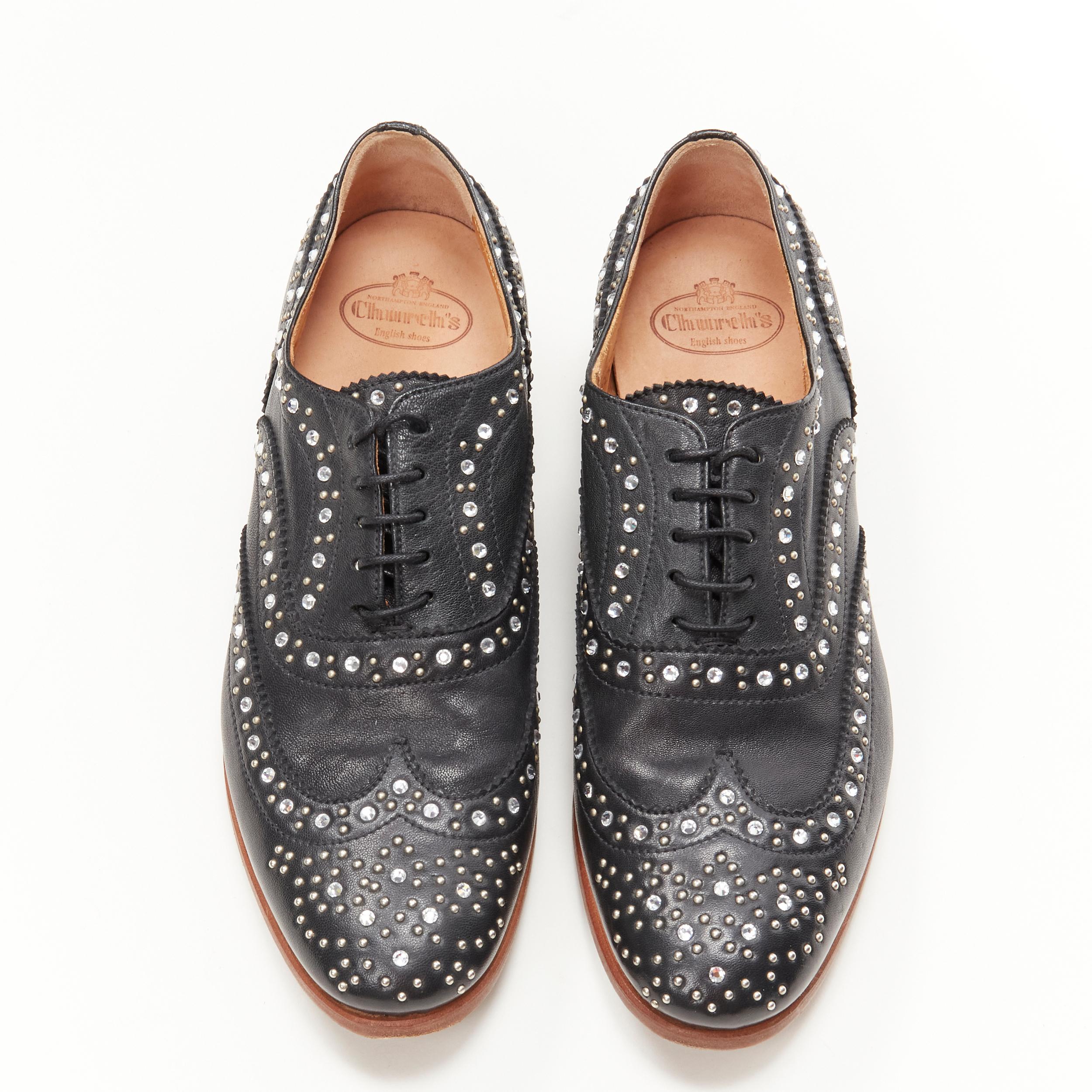 CHURCH'S Burwood black leather crystal diamante oxford brogues EU36.5 ...