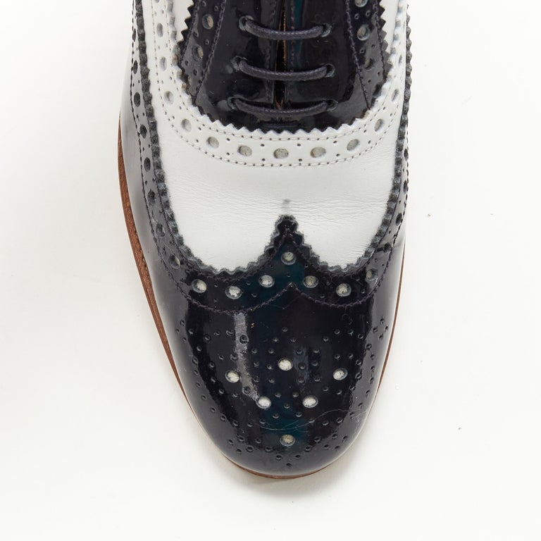 CHURCH'S Burwood black patent white perforated leather brogue EU36 For ...