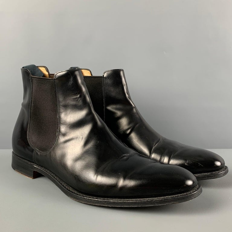 CHURCH'S Size 12 Black Leather Pull On Boots For Sale at 1stDibs