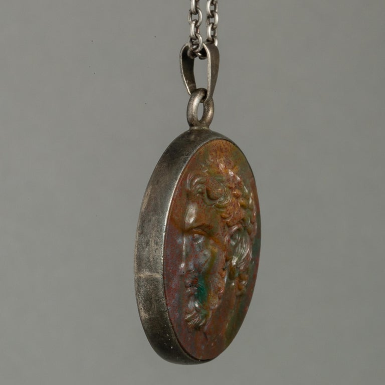 Chushev Zeus Bloodstone Intaglio Silver Pendant For Sale at 1stDibs