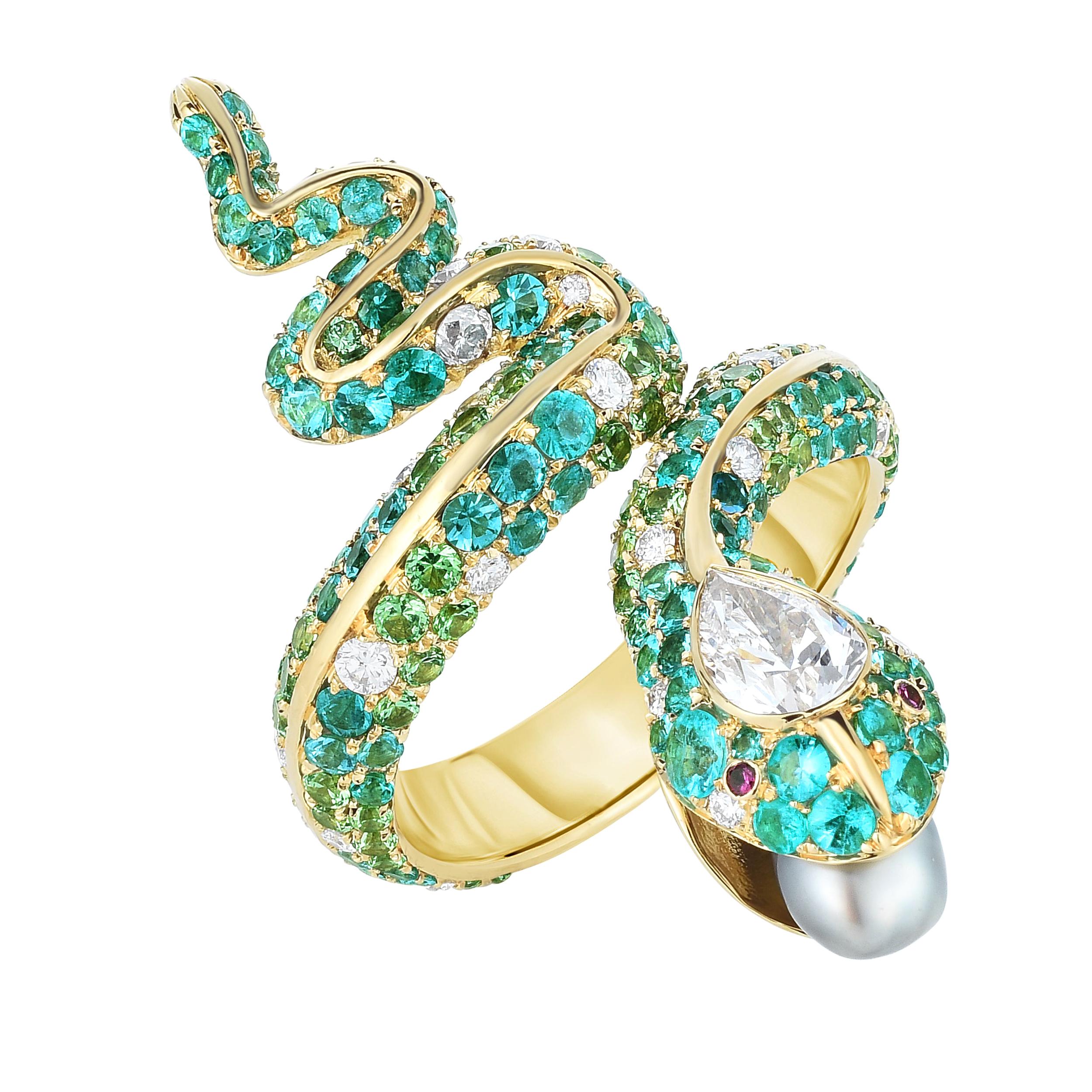 Snake Pearl Ring - 10 For Sale on 1stDibs