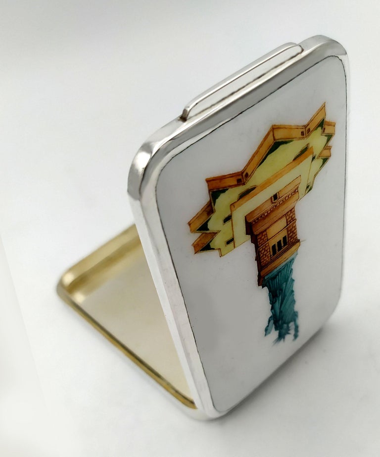 Cigarette Case Statue of Liberty in New York hand painted Sterling ...