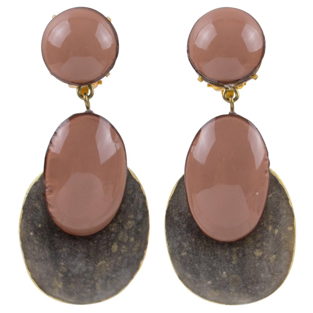 Cilea Paris Dangle Resin Pierced Earrings Hot Pink Ribbon at 1stDibs