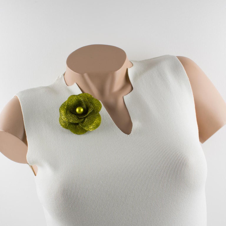 Cilea Paris Oversized Resin Pin Brooch Green Poppy Flower at 1stDibs
