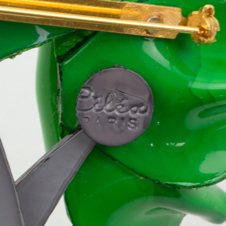 Cilea Paris Oversized Resin Pin Brooch Green Poppy Flower at 1stDibs