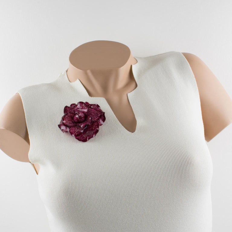 Cilea Paris Resin Pin Brooch Burgundy Poppy Flower at 1stDibs