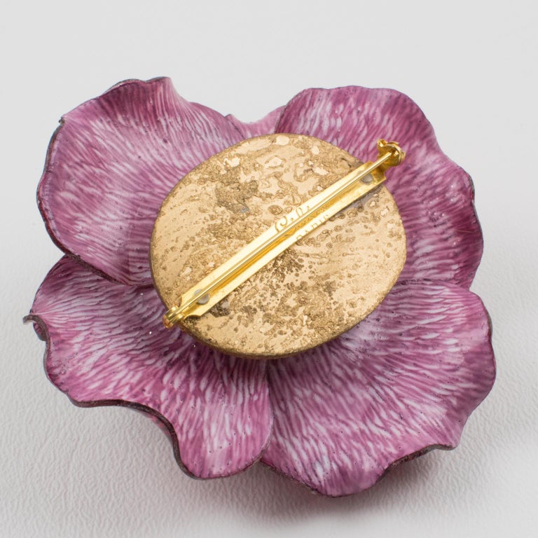 Cilea Paris Resin Pin Brooch Burgundy Poppy Flower at 1stDibs