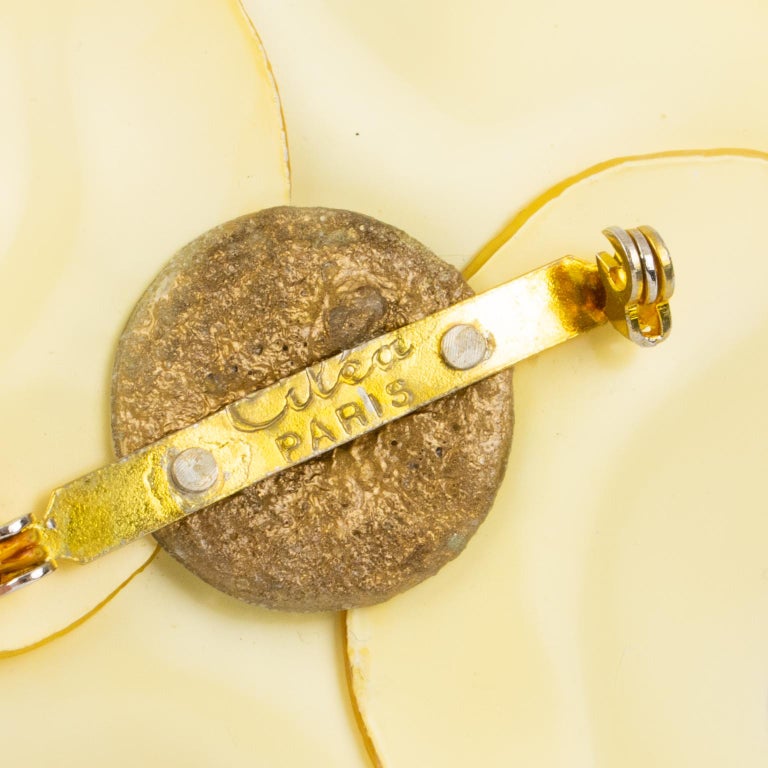 Cilea Paris Yellow Poppy Resin Pin Brooch For Sale at 1stDibs