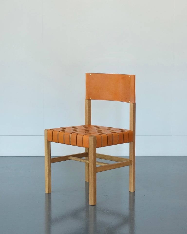 Cinch Tan Woven Bridle Leather Chair For Sale at 1stDibs