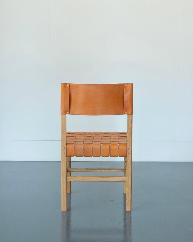 Cinch Tan Woven Bridle Leather Chair For Sale at 1stDibs