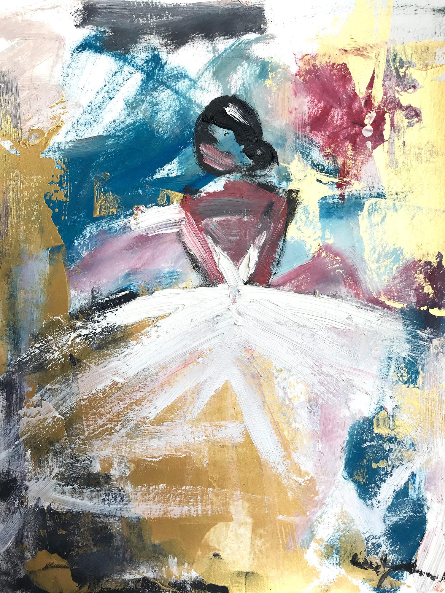 Cindy Shaoul - "Angelique" Abstract Figure with Gown French Haute ...