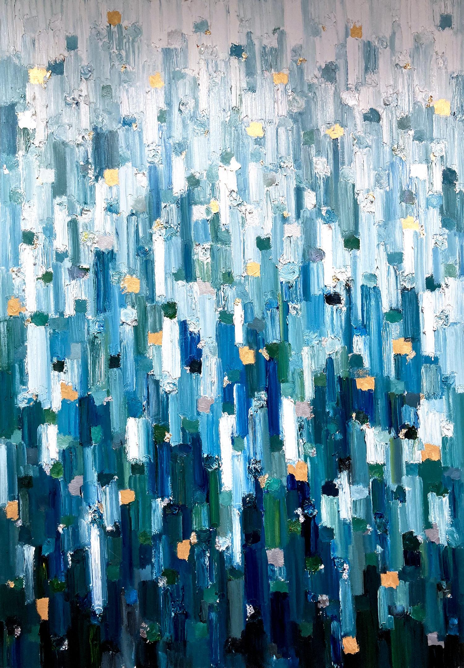 Cindy Shaoul - "Dripping Dots - Emeralds" Colorful Gradient Abstract ...