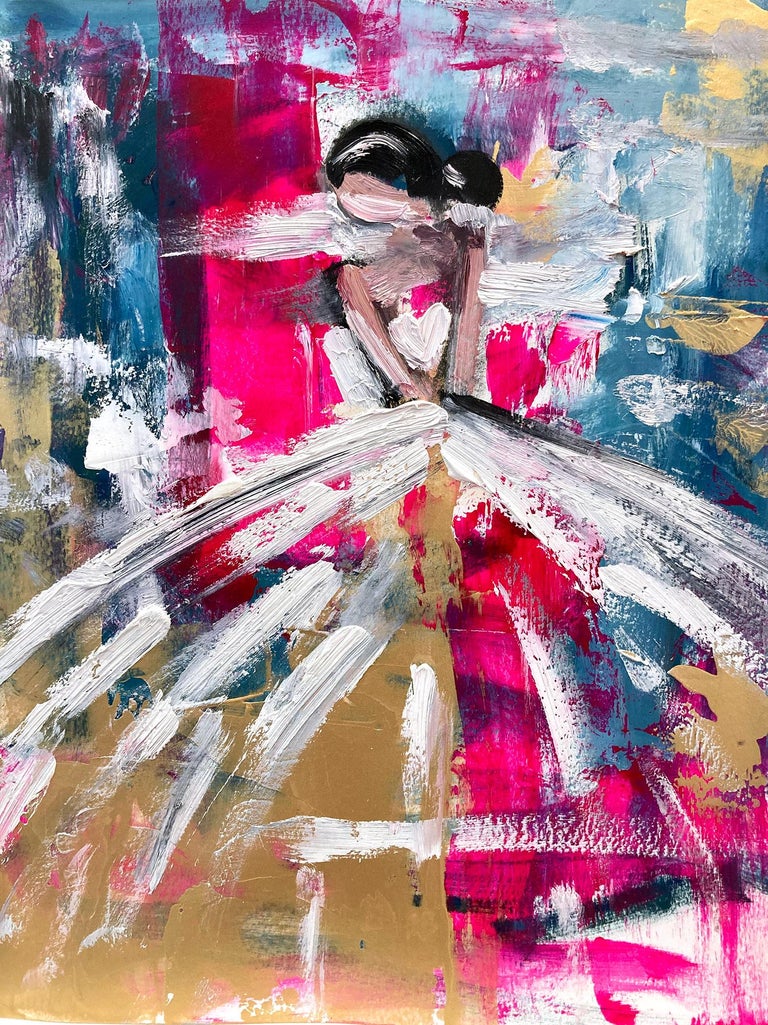 Cindy Shaoul - "Harper" Colorful Abstract Figure on Paper Wearing Haute ...