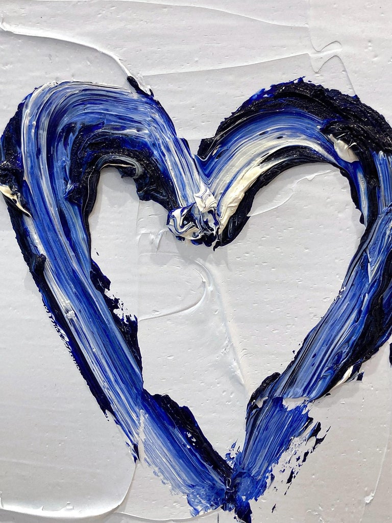 Cindy Shaoul - "My Deep Blue Heart" Contemporary Pop Oil Painting with ...