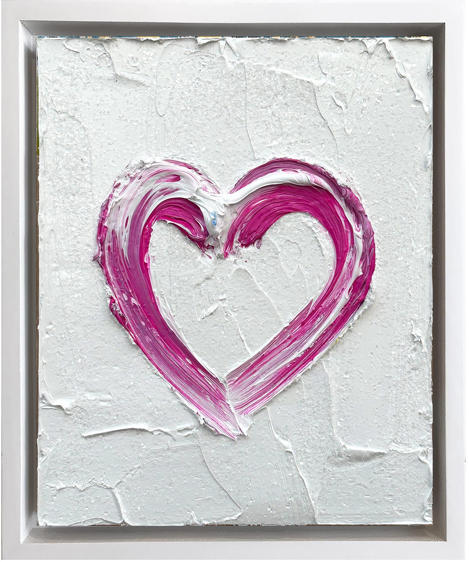 Cindy Shaoul - "My Sweet Heart" Contemporary Oil Painting on Wood White ...
