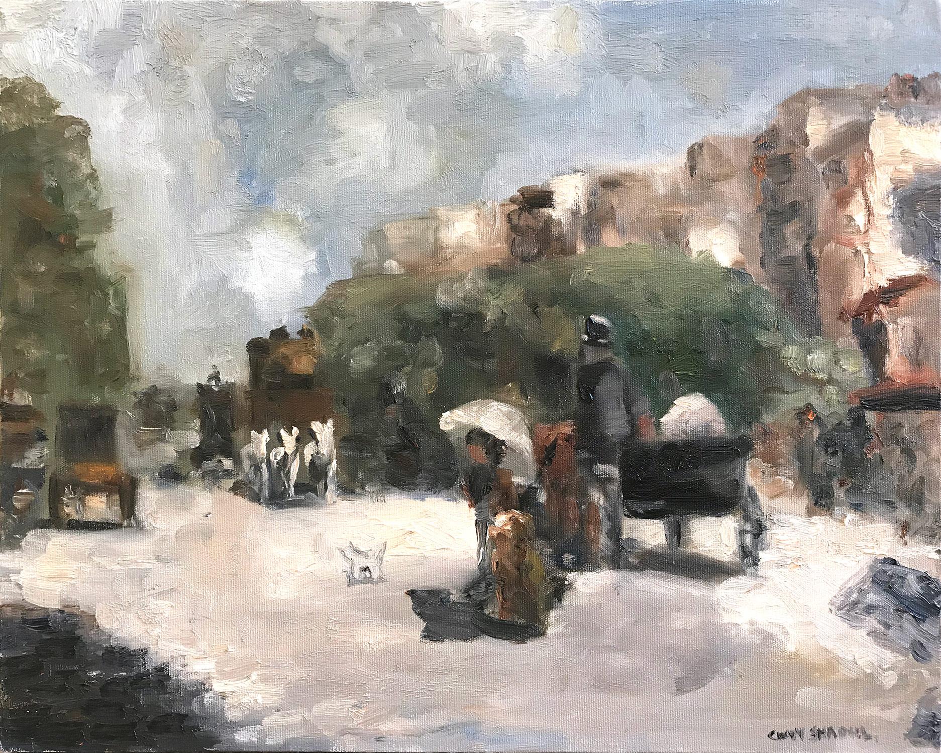 Cindy Shaoul - Rainy Day Stroll in Paris, Impressionist Street Scene at ...
