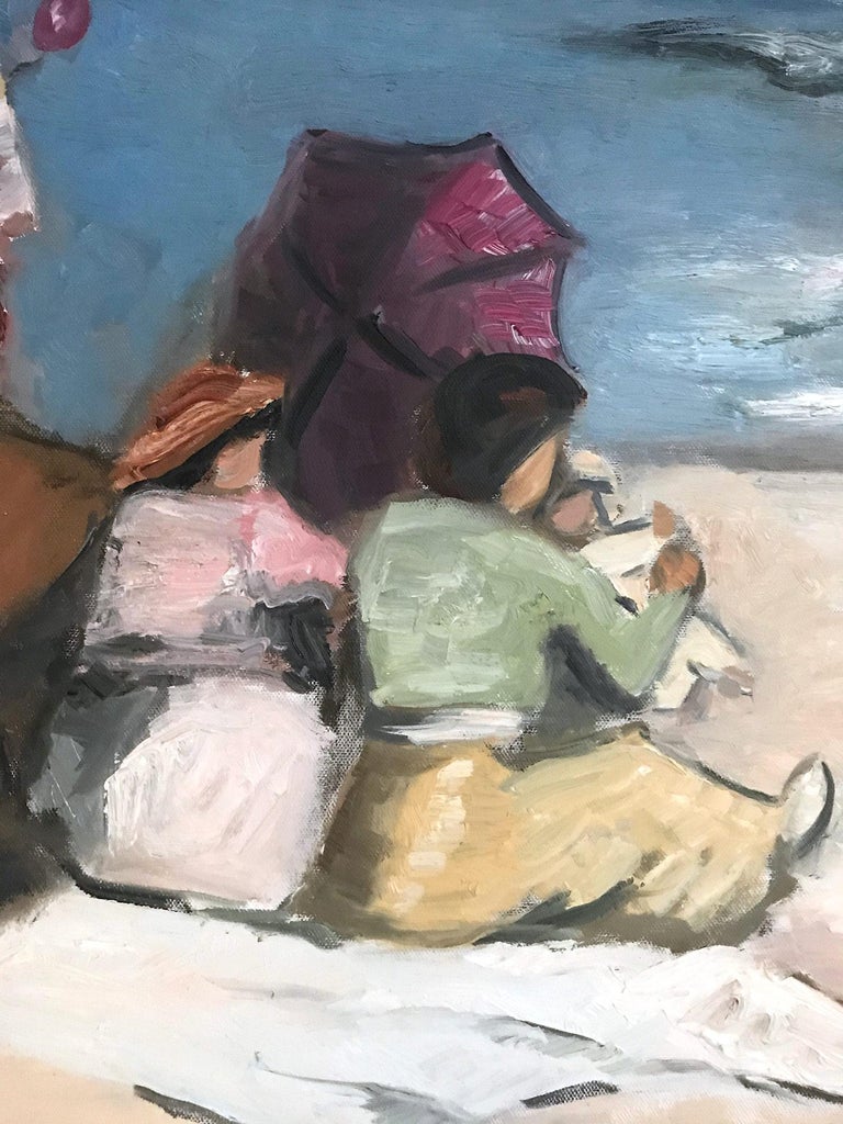 Cindy Shaoul - "Playing at the Beach" Impressionistic Oil Painting ...