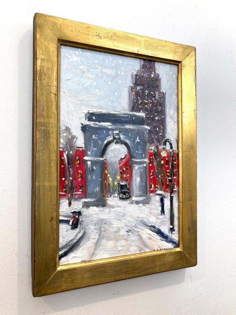 Cindy Shaoul - "Snow by Washington Square Park" Impressionist Oil ...