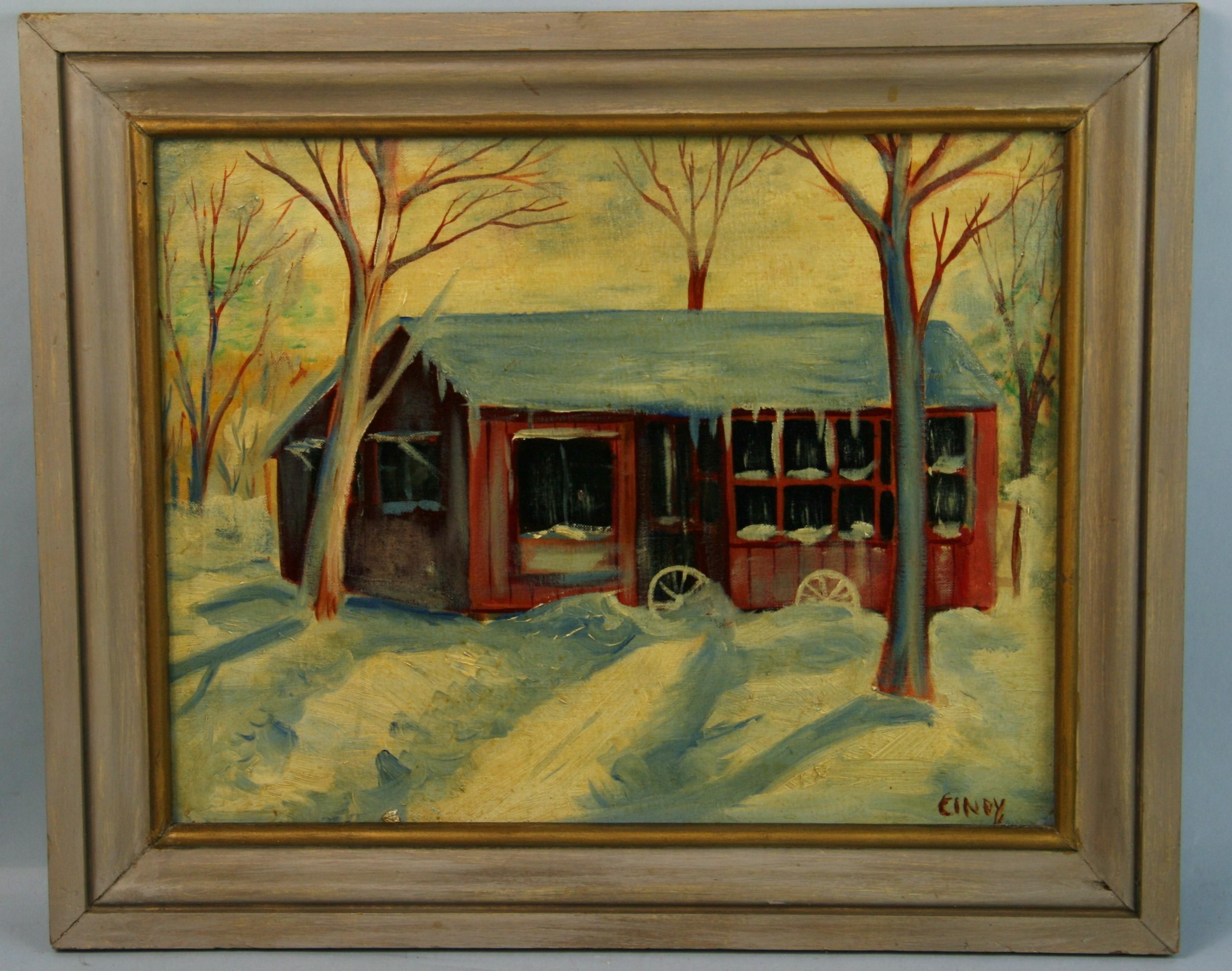Cindy Walker - Getaway Cabin in The Mountains Landscape Oil Painting ...