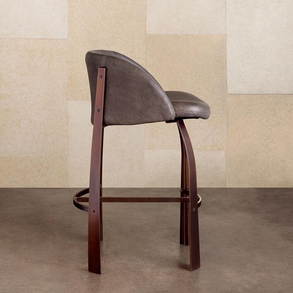 Cine Bar Stool by Kelly Wearstler, Upholstered in Grey Textured Leather ...
